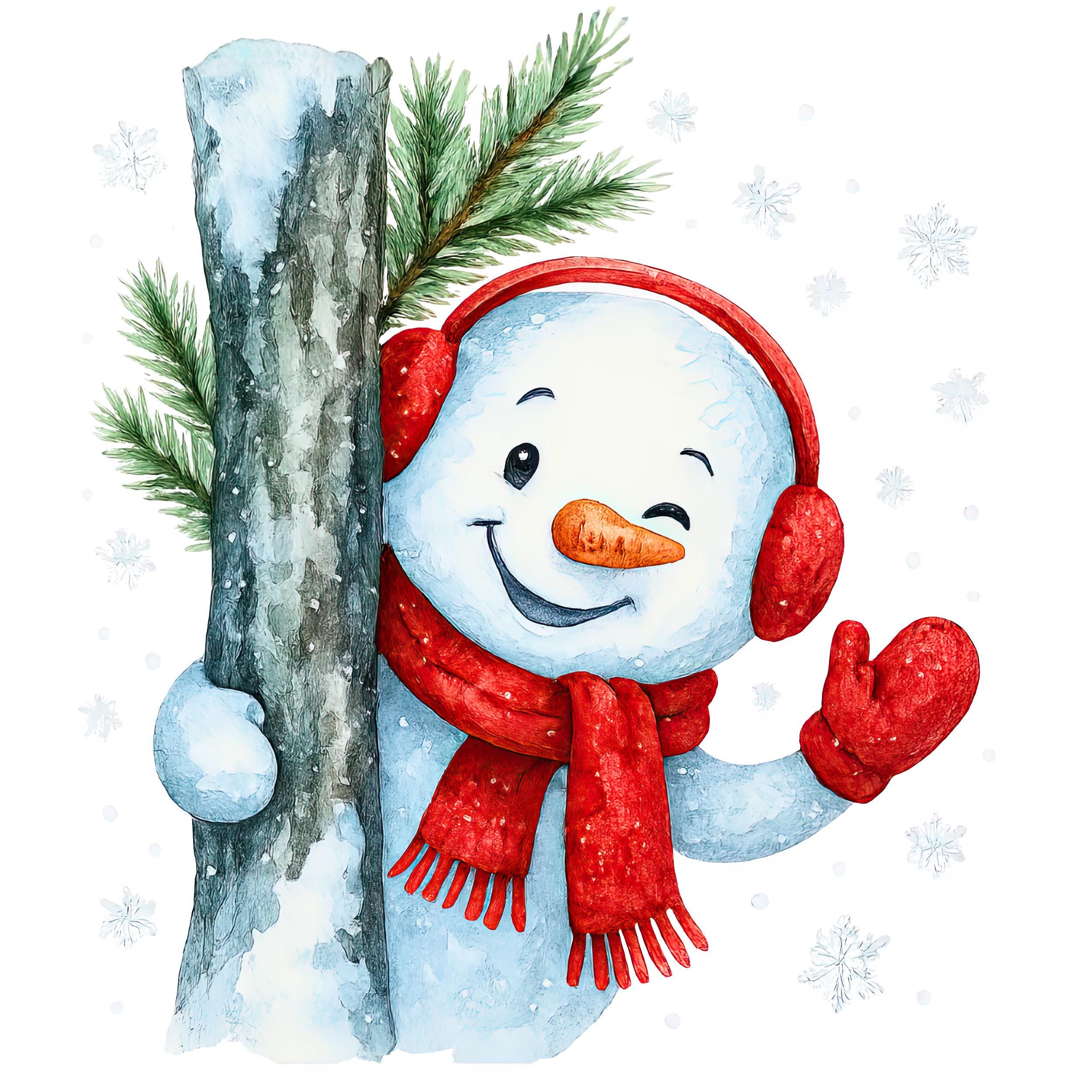 Peeking Snowman Clipart, Christmas PNG, Holiday Decor (digital Product ...