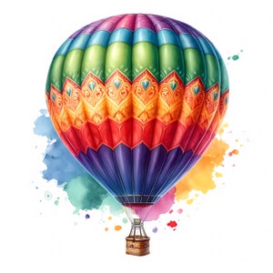 Colorful Hot Air Balloon Clipart: Whimsical Bundle (digital Download ...