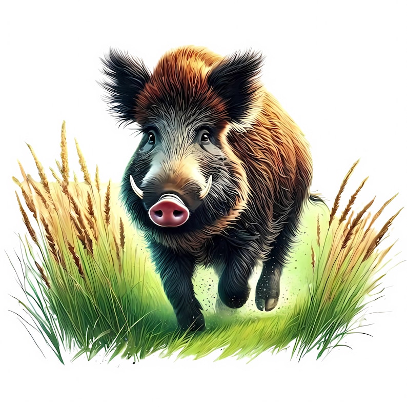 Wild Boar Clipart: Wildlife Art Images (12 JPG, Digital Download ...