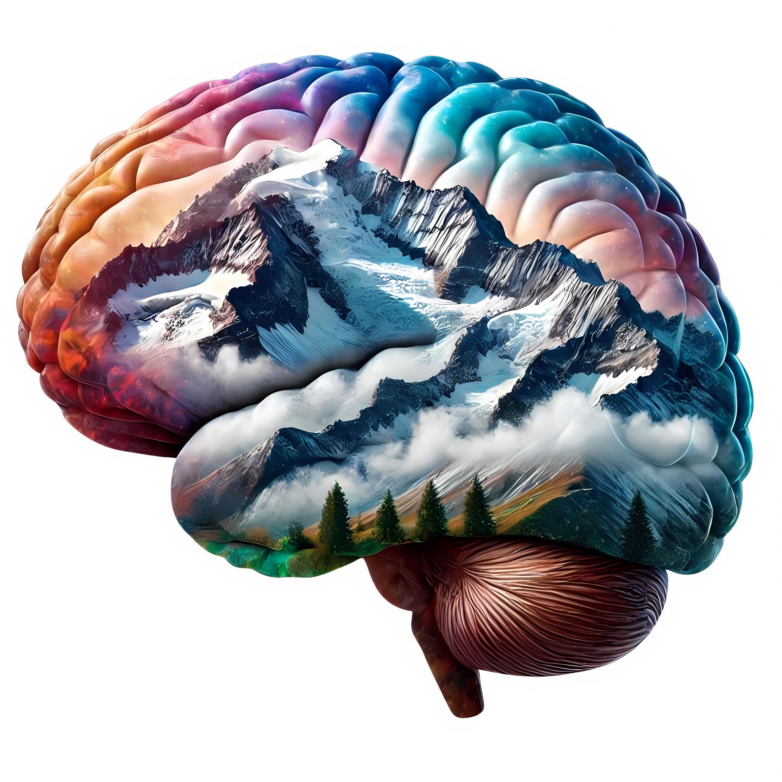 Brain & Landscape Clipart: Double Exposure Art (digital Download ...