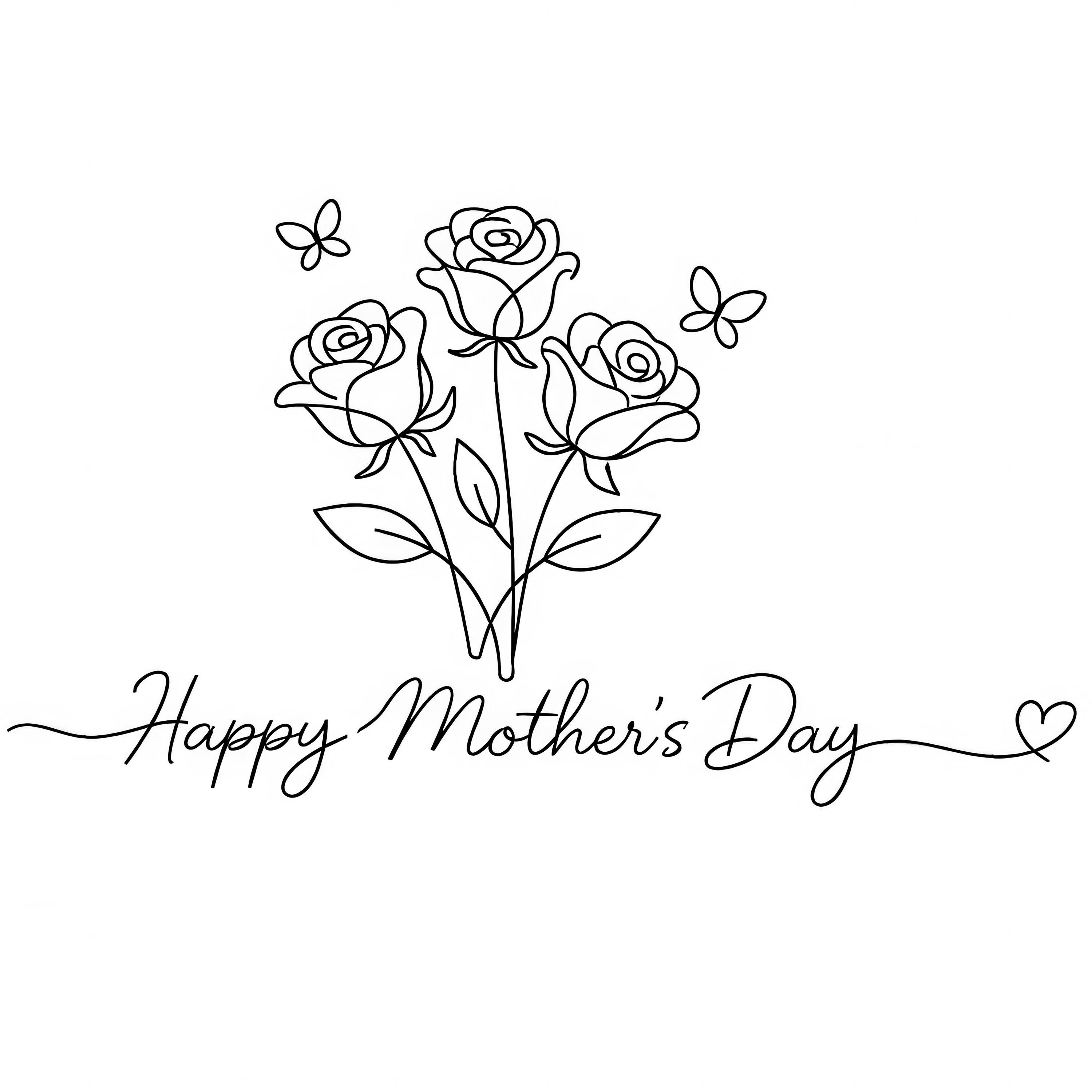Floral Mother’s Day Clipart, Mom Hand Drawn Outline Graphics, Digital ...