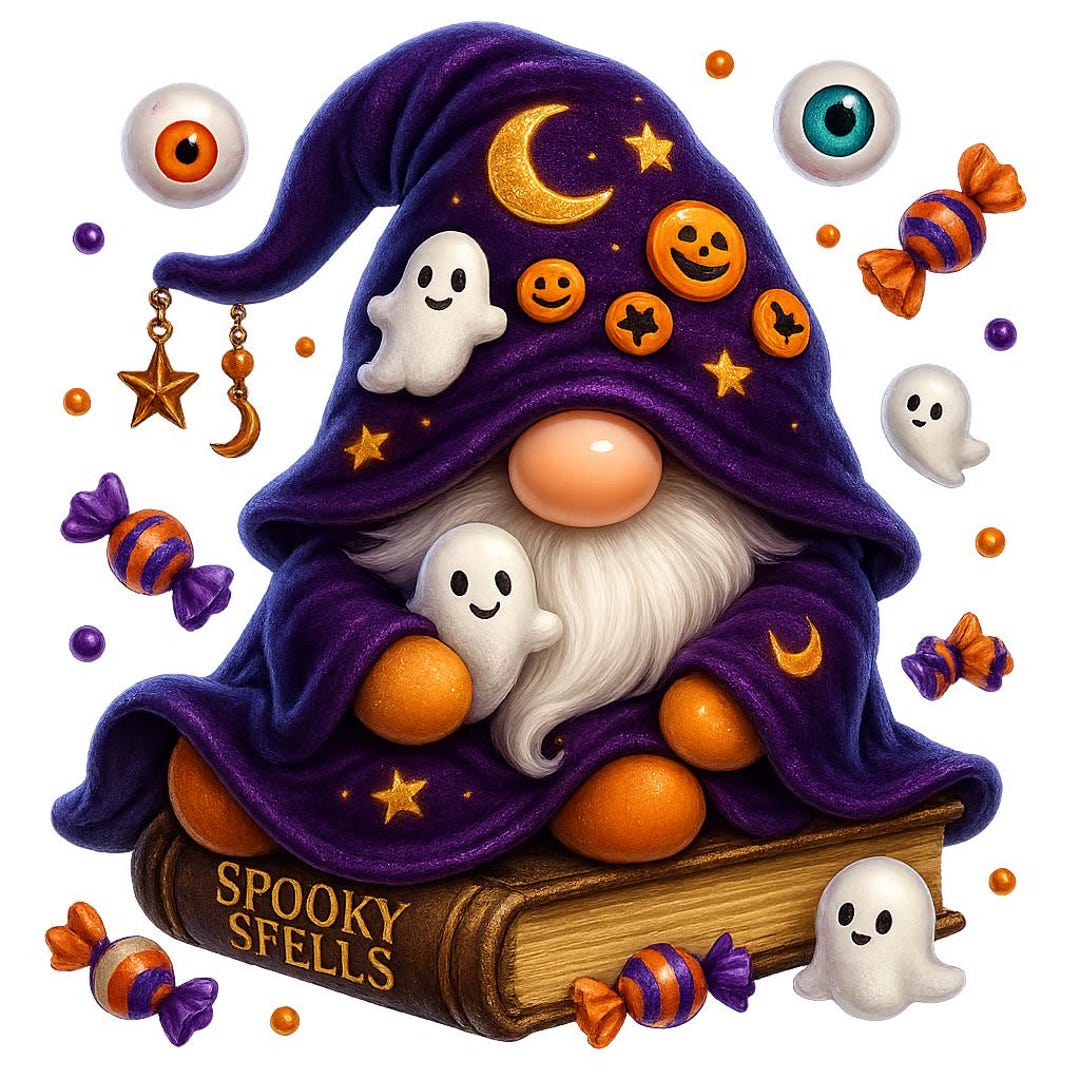 12 Halloween Gnome Clipart, Autumn Gnomes With Pumpkins (PNG Digital ...