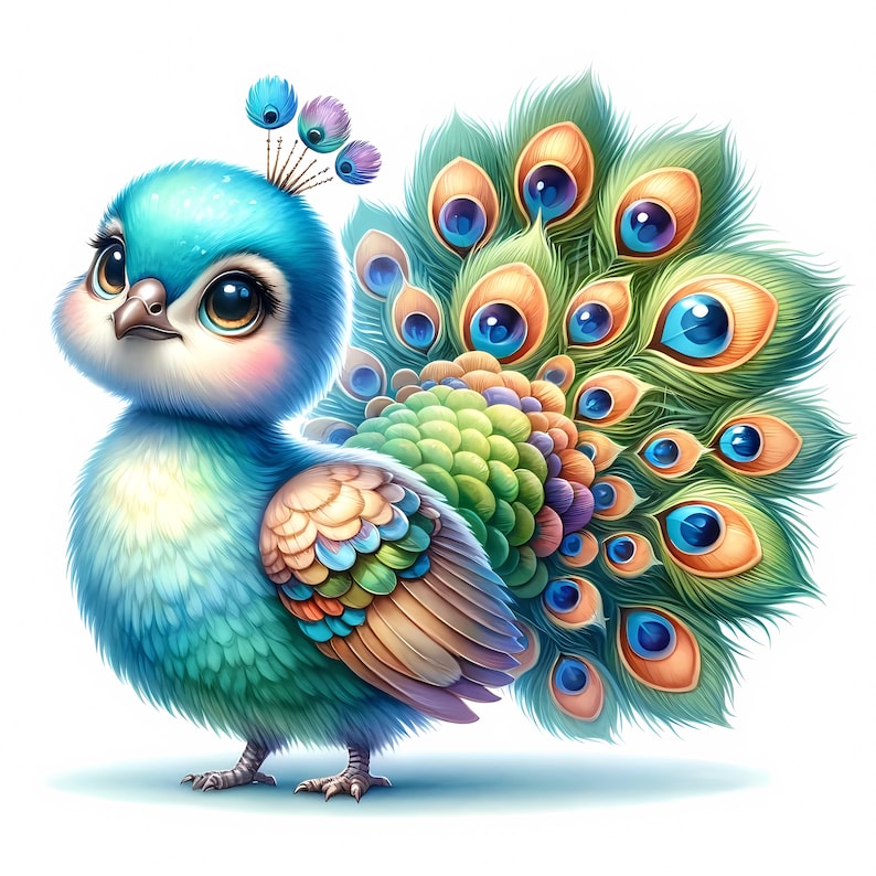 Cute Peacock Clipart | 12 High-quality Jpgs | Charming Peacock Clipart ...