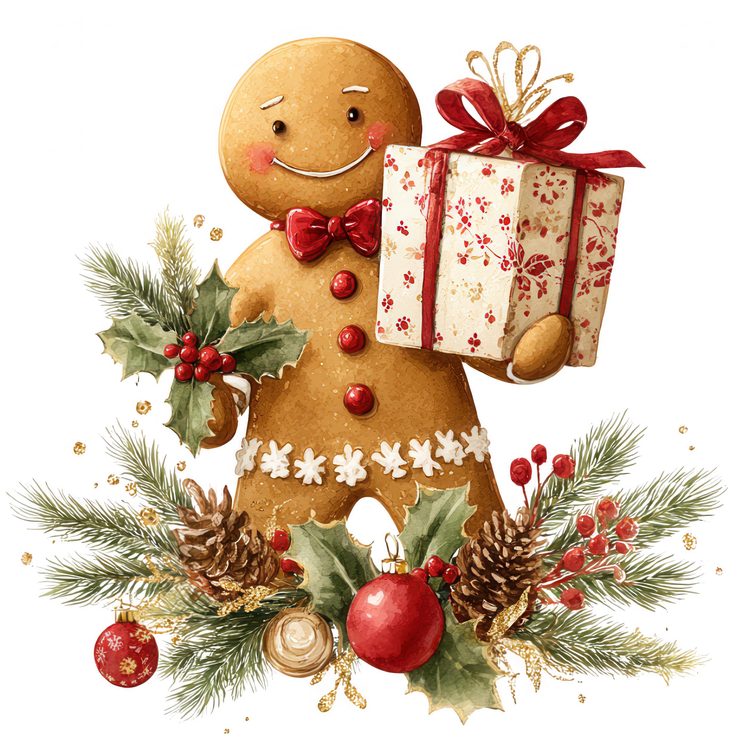Christmas Gingerbread Man Clipart: Sweet Festive Holiday Graphics ...