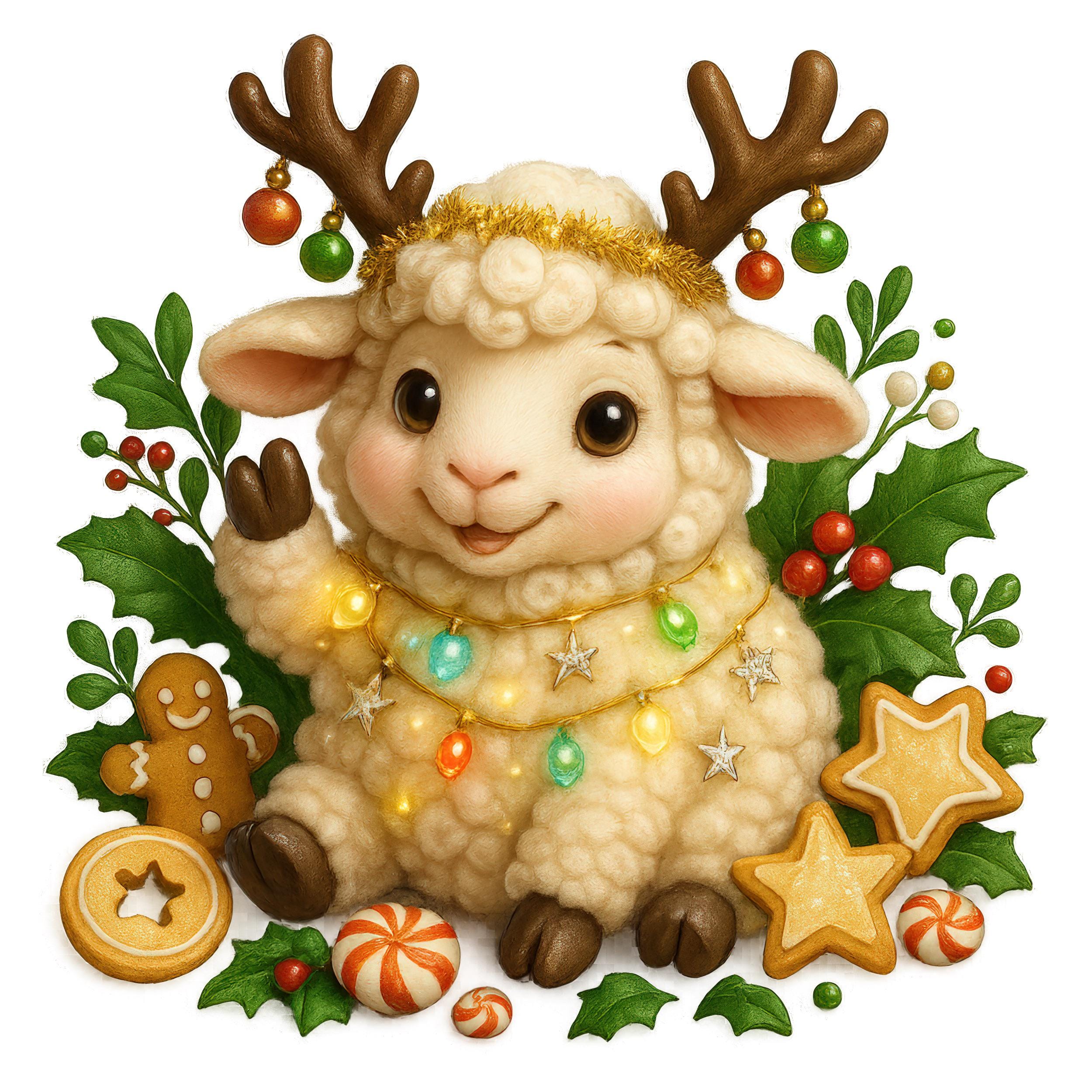 Cute Christmas Sheep Clipart – Holiday PNG for Crafts (instant Download ...