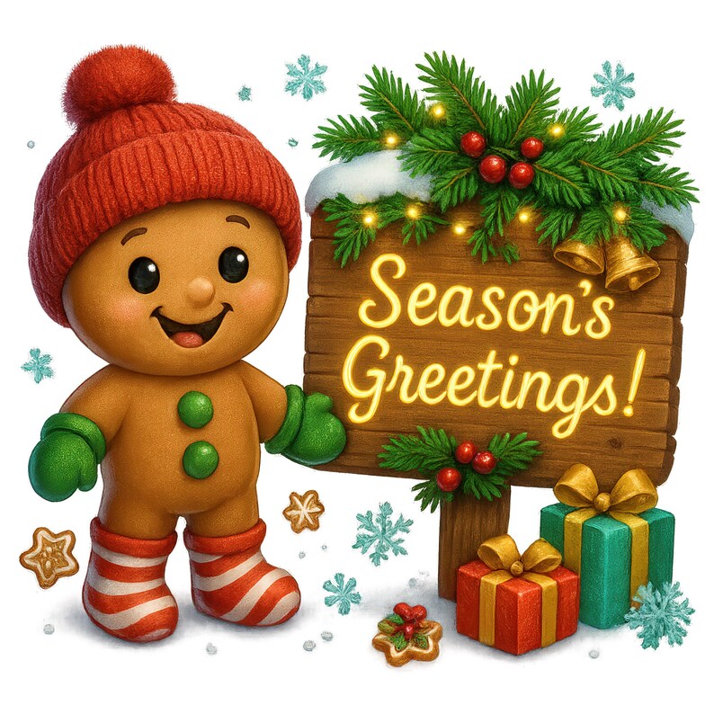 Gingerbread Man Clipart: Festive Holidays Graphics, Digital Download ...