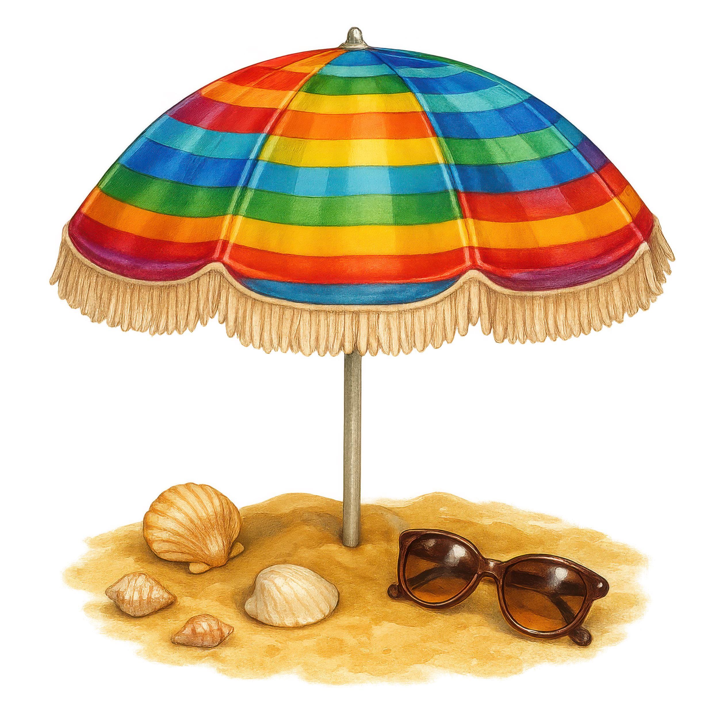 Colorful Beach Umbrella Clipart, Summer PNG Graphics (digital Download ...