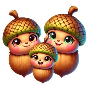 Cute Acorn Clipart | 12 High-quality Jpgs | Adorable Cute Acorn Clipart ...