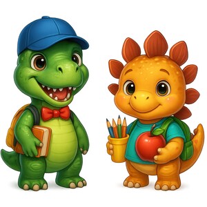 Student Dinosaur Clipart, Adorable Student Dinosaur Bundle PNG, Back to ...