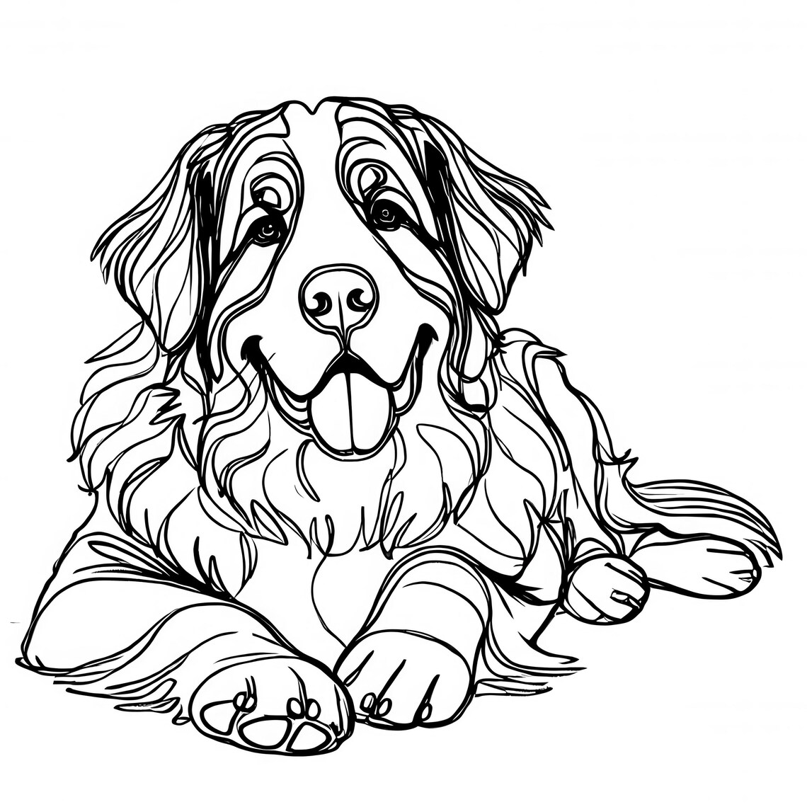 10 Bernese Mountain Dog Line Art Clipart: T-shirt Design (digital ...
