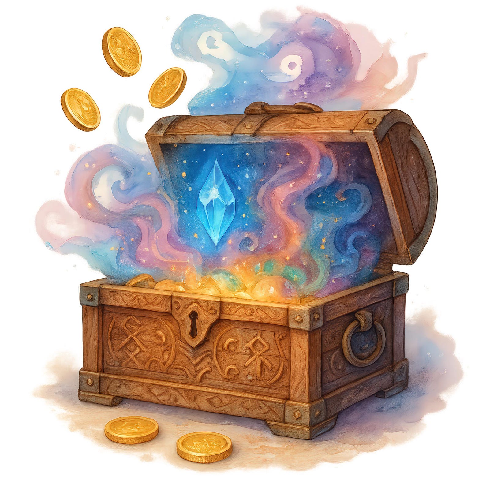 Watercolor Treasure Chest Clipart: Pirate Art PNG (digital Download ...