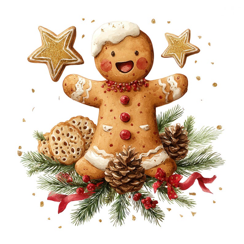Christmas Gingerbread Man Clipart: Sweet Festive Holiday Graphics ...