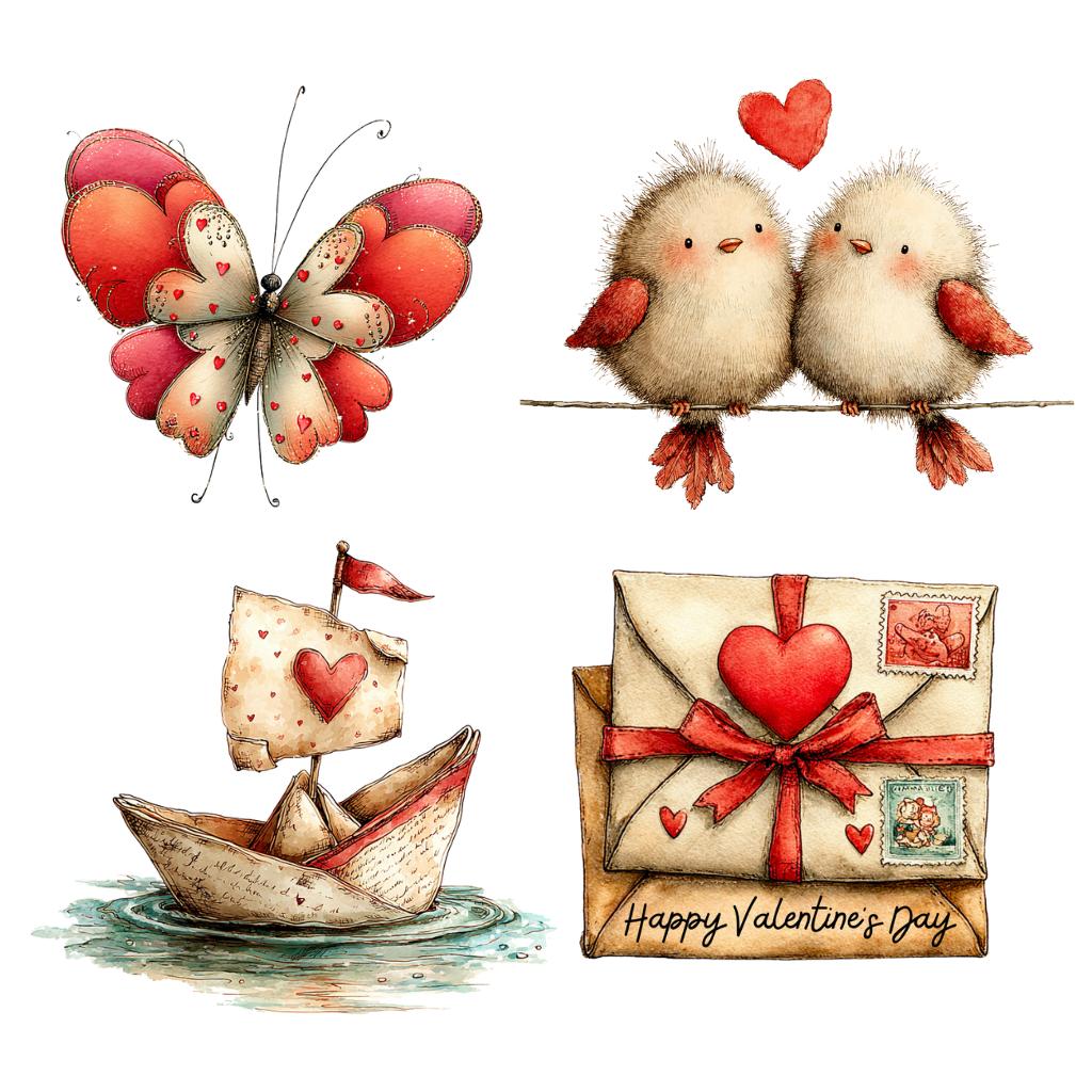 Whimsical Valentine's Day Clipart: Happy Valentine Graphics, Digital ...