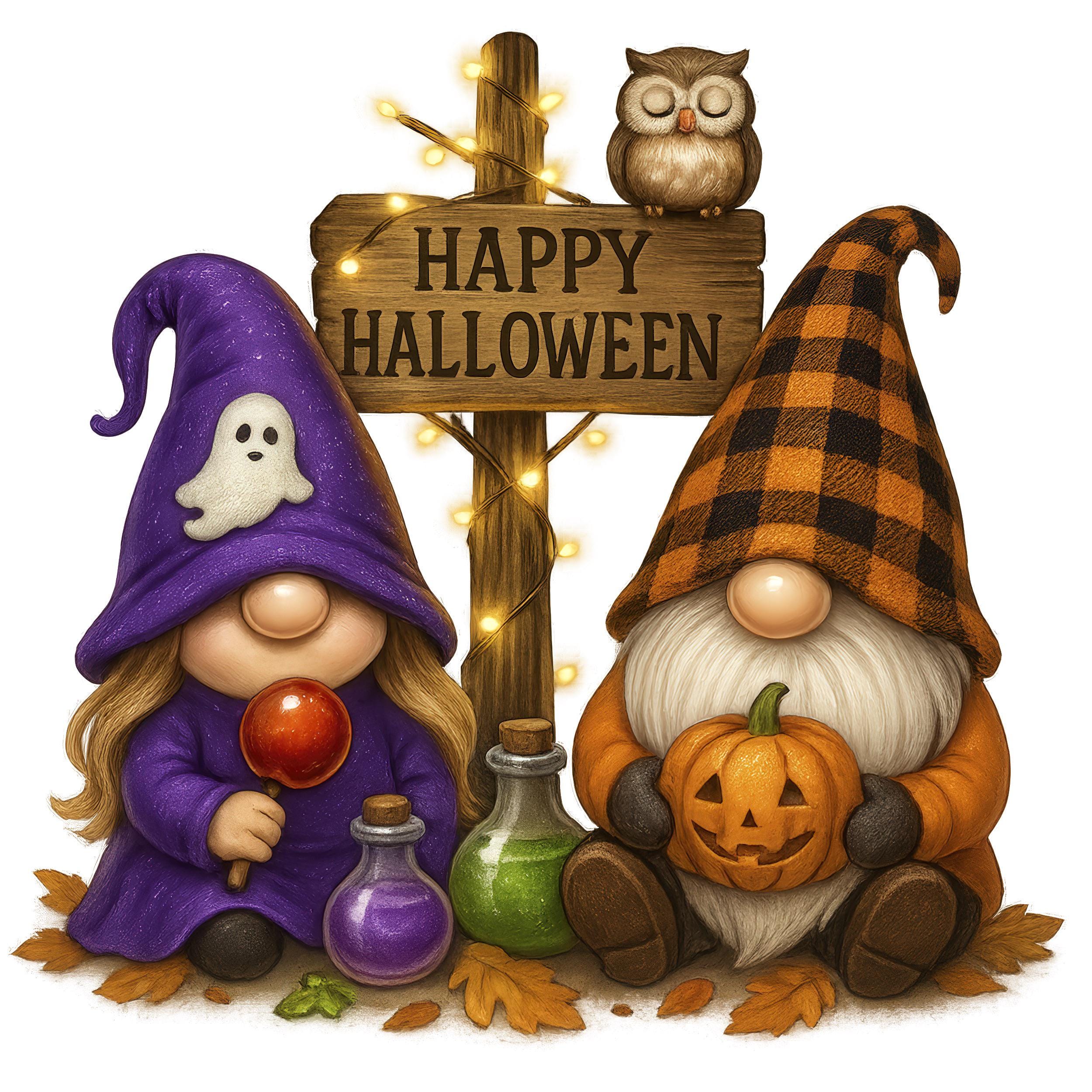 12 Halloween Gnome Clipart: Pumpkins and Bats PNG (digital Download) - Etsy