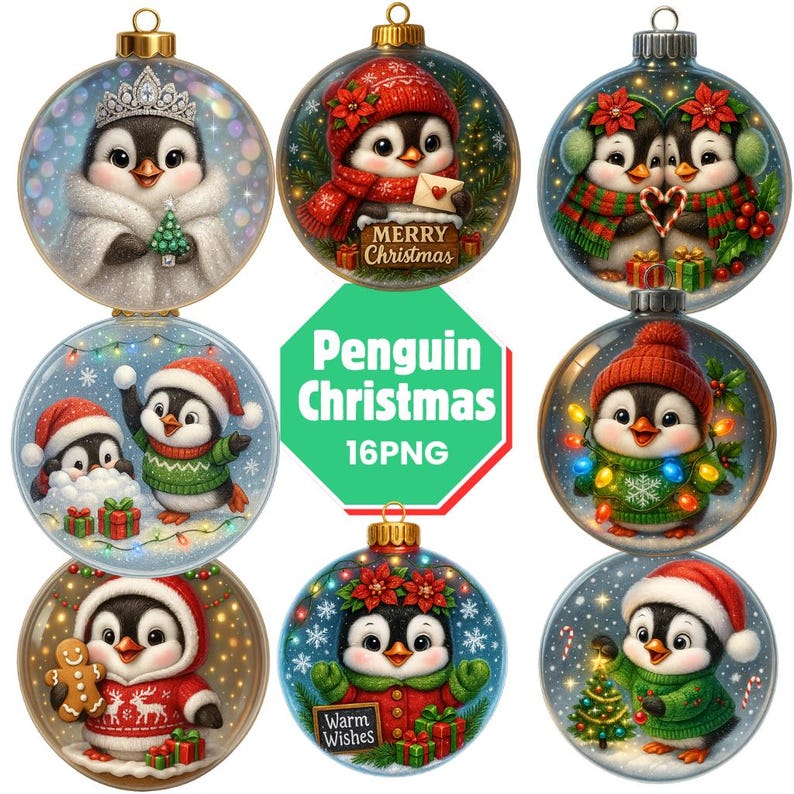 Christmas Penguin Clipart Bundle: Festive Penguin Winter Pngs (digital ...