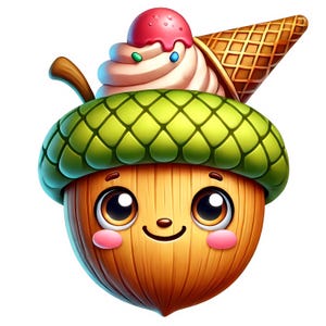 Cute Acorn Clipart | 12 High-quality Jpgs | Adorable Cute Acorn Clipart ...