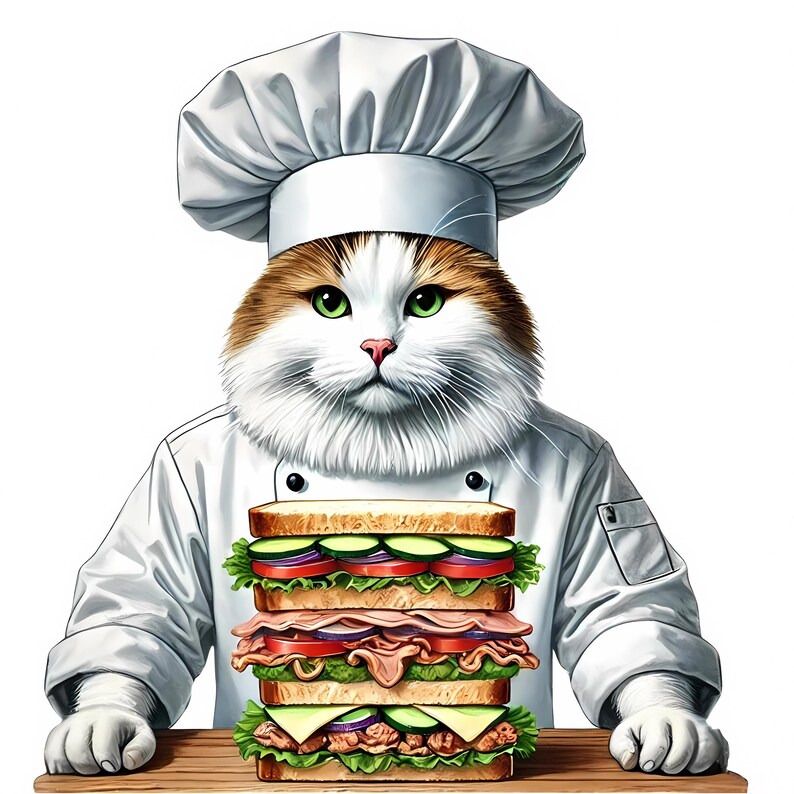 Funny Cat Chef Clipart Bundle: Kitchen Wall Art (digital Download ...