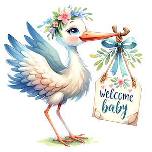 Welcome Baby Clipart: Nursery Decor, Baby Shower (commercial Use ...