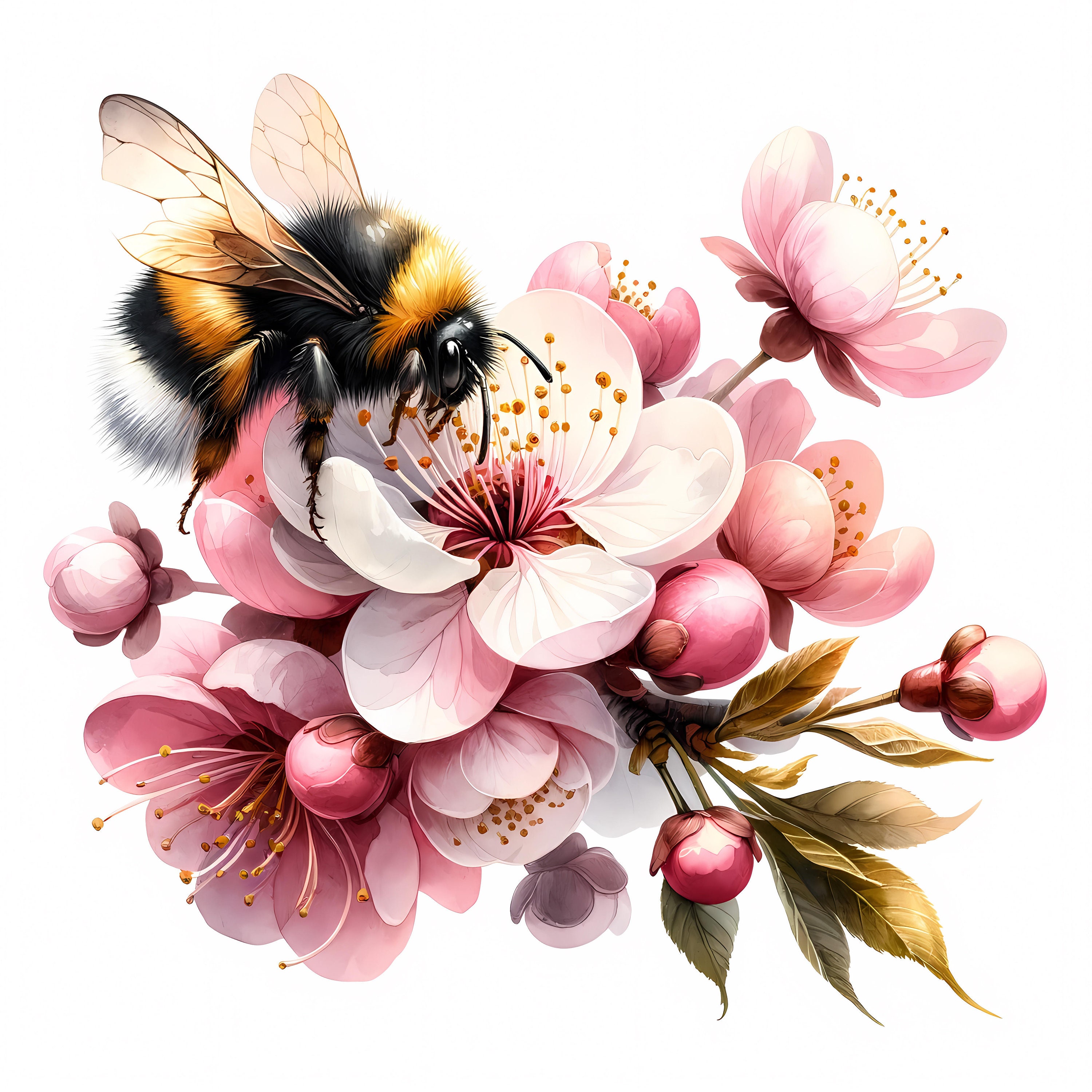 Bumblebee Clipart 14 High Quality Jpgs Bumblebee on Flower Digital ...