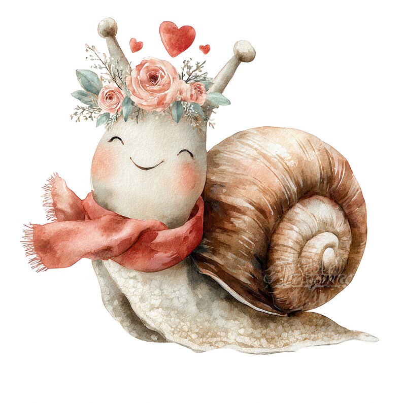 Snail Valentine's Day Clipart | Adorable Whimsical Graphics | Digital ...