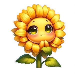 Cute Sunflower Clipart | 10 High-quality Jpgs | Charming Sunflower ...