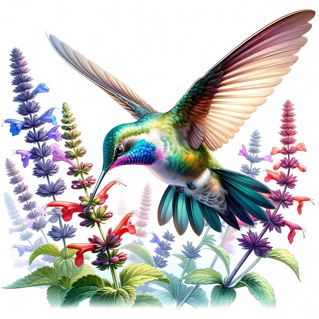 13 Hummingbird Clipart: Floral Hummingbird JPG Bundle (digital Download ...