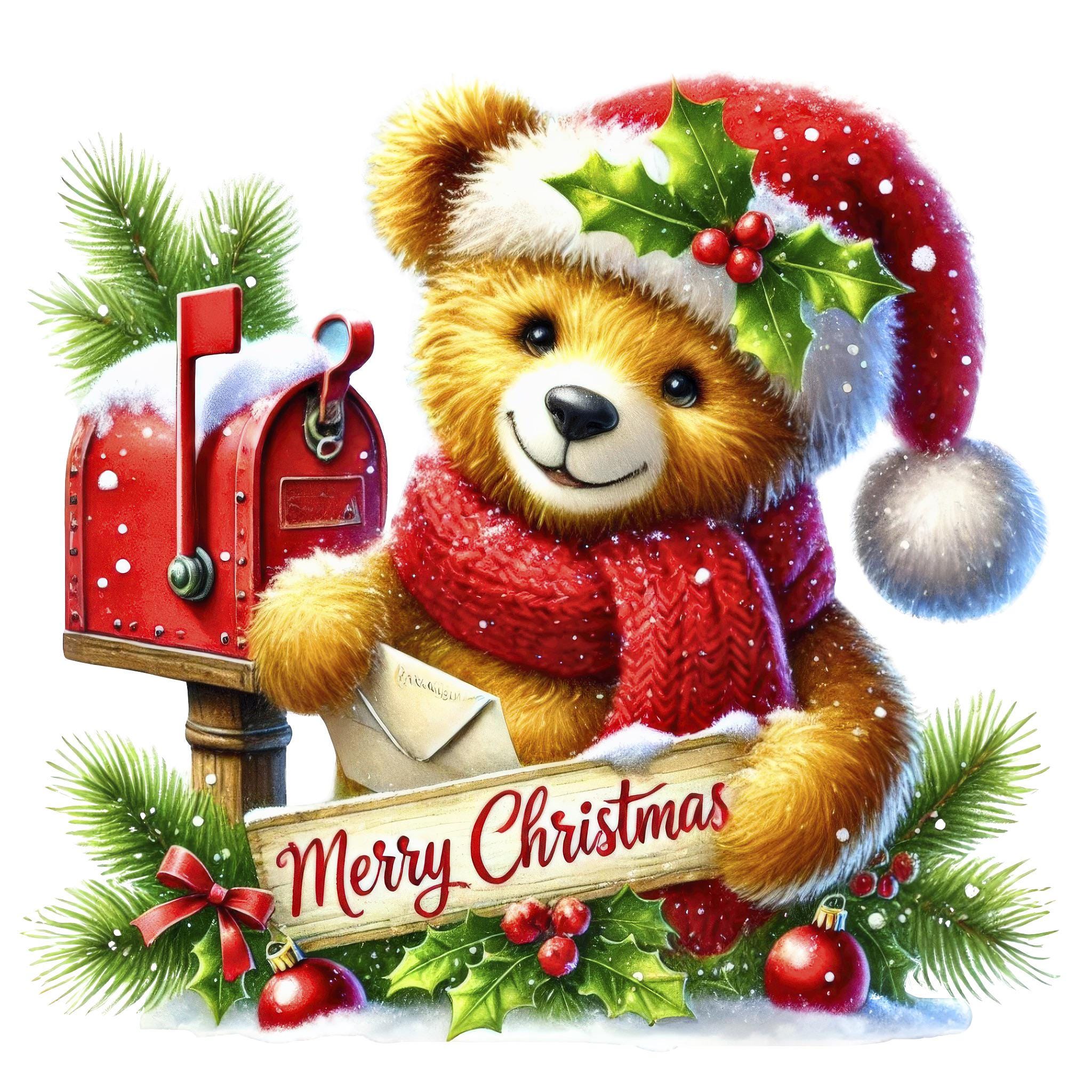 Christmas Teddy Bear Clipart: Festive Holiday Teddies, Holiday Graphics ...