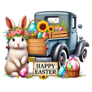 Happy Easter Clipart | 15 High-quality Designs | Easter Bunny Truck ...