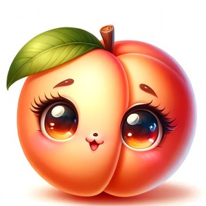 Cute Peach Clipart | 12 High-quality Jpgs | Kawaii Cute Peach Clipart ...