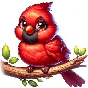 Cute Cardinal Clipart Bundle – Red Bird Art, Nursery Decor (digital ...