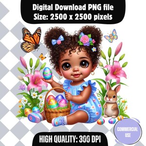 Cute African American Baby Easter Clipart Bundle (PNG, Commercial Use ...
