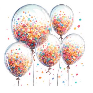 Colorful Balloons Clipart – Festive Art, Birthday Printables (digital ...