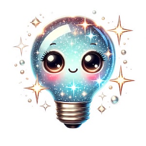 Cute Bulb Clipart | 12 High-quality Jpgs | Adorable Light Bulb Clipart ...