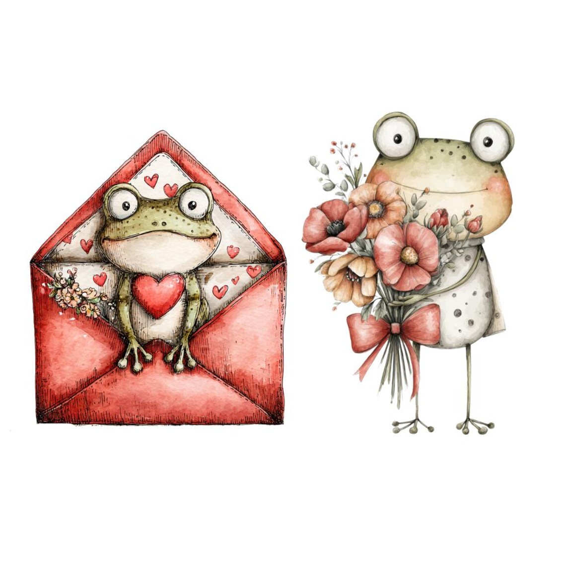 Frog Valentine's Day Clipart: Whimsical Love Graphics (digital Download ...