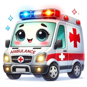 Cute Ambulance Clipart | 12 High-quality Jpgs | Adorable Ambulance ...