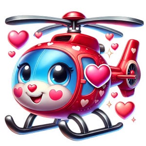 Cute Helicopter Clipart | 11 High-quality Jpgs | Adorable Helicopter ...