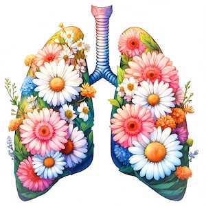 Floral Lung Clipart: Botanical Anatomy Art (12 PNG JPG Digital Download ...