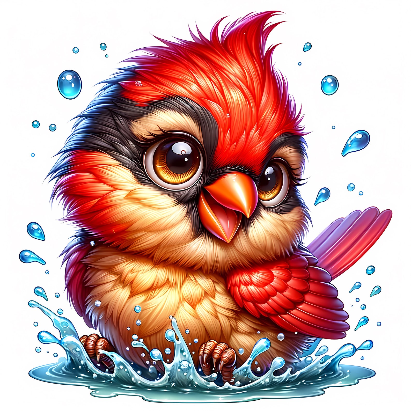 Cute Cardinal Clipart Bundle - 10 High-quality Jpgs - Adorable Cardinal ...