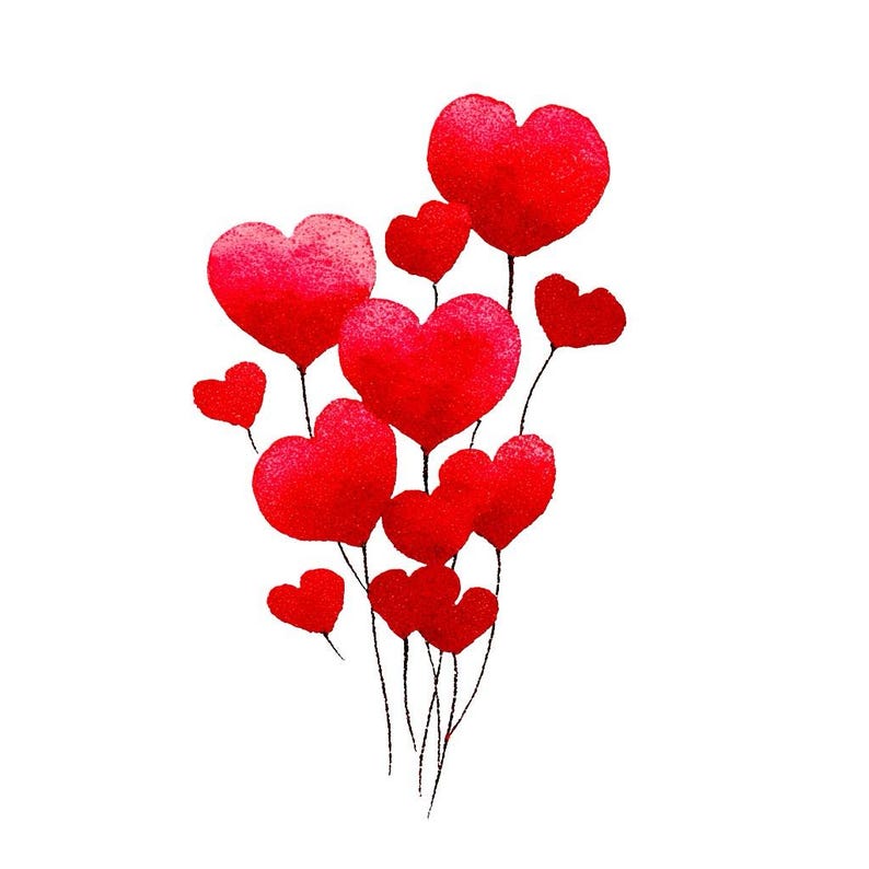 Valentine's Day Heart Balloons Clipart | Floating Hearts Graphics ...