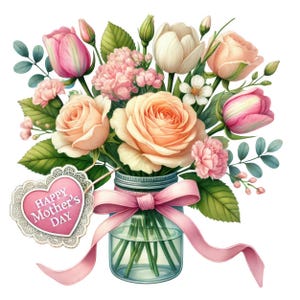 Mothers Day Flowers Clipart, 11 High-quality Design, Happy Mothers Day ...
