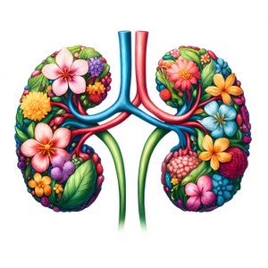 Floral Kidneys Clipart: Nurse Medical Art Printables (digital Download ...