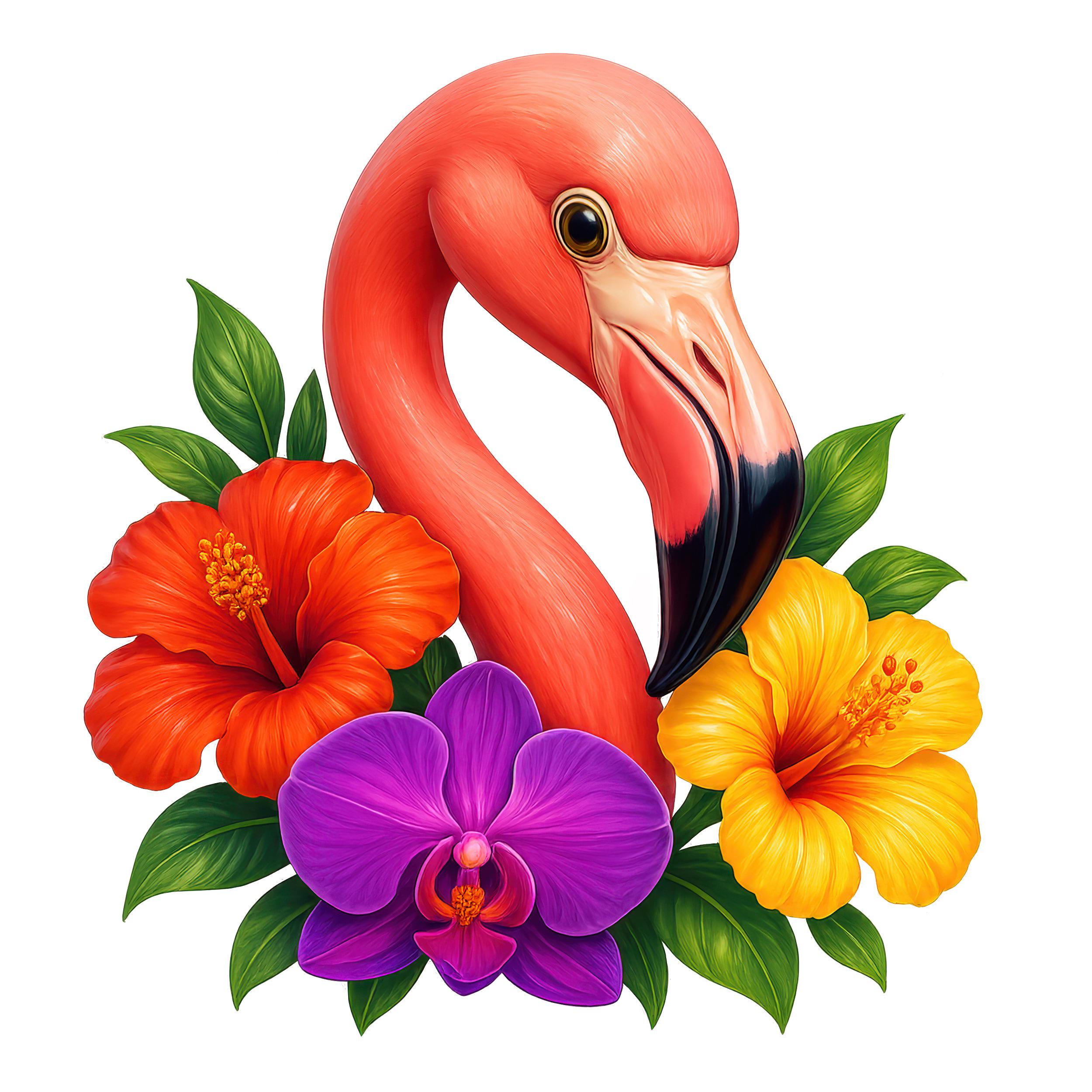10 Floral Flamingo Clipart: Tropical PNG Art, Commercial Use (digital ...