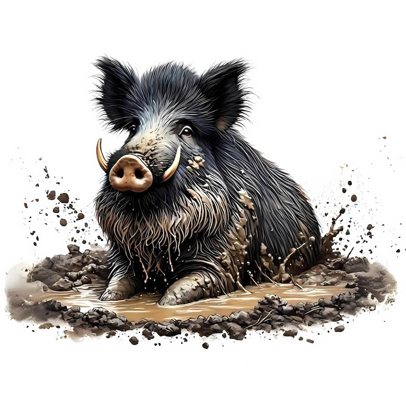 Wild Boar Clipart: Wildlife Art Images (12 JPG, Digital Download ...
