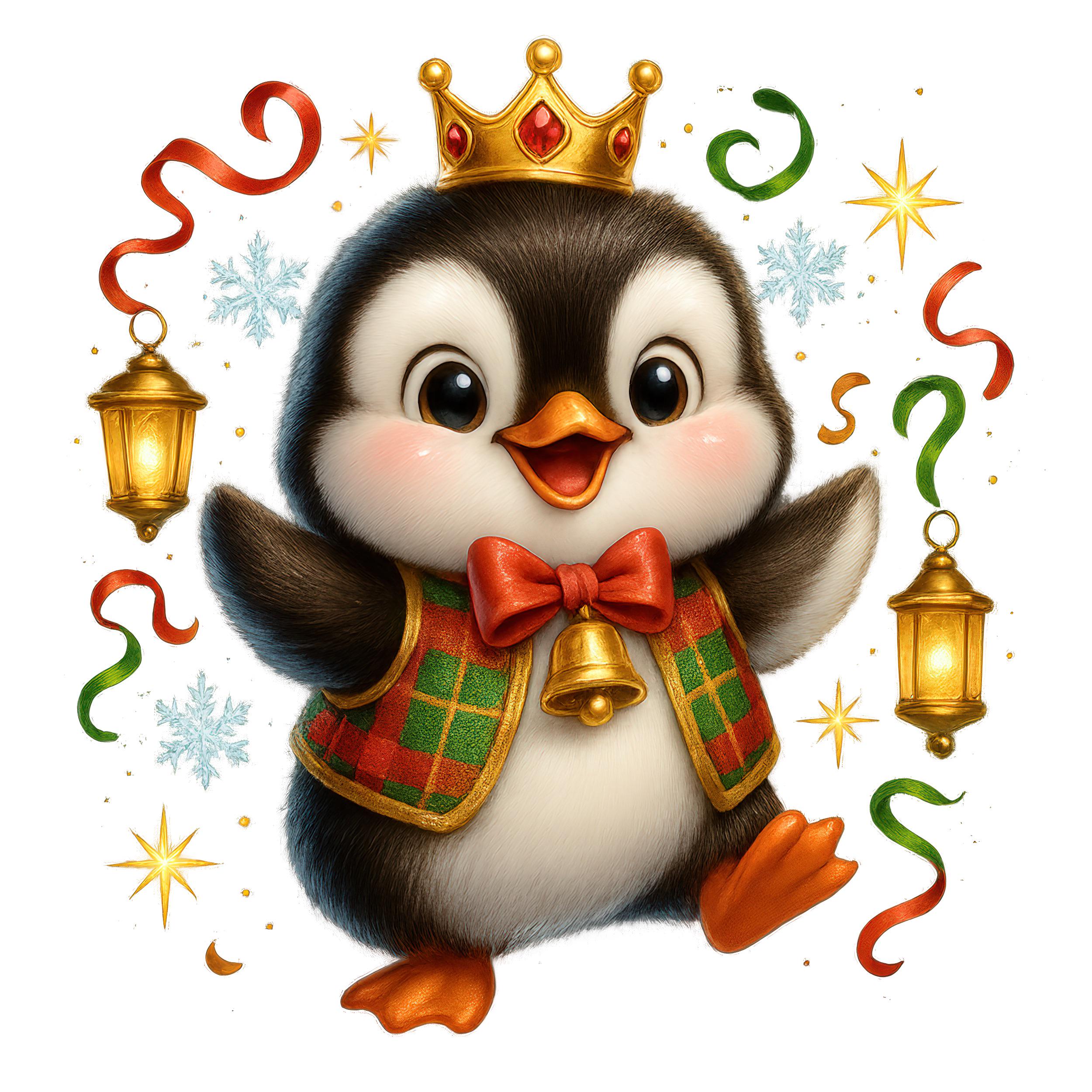 Cute Christmas Penguin Clipart – Holiday Cards, Crafts (PNG Digital ...