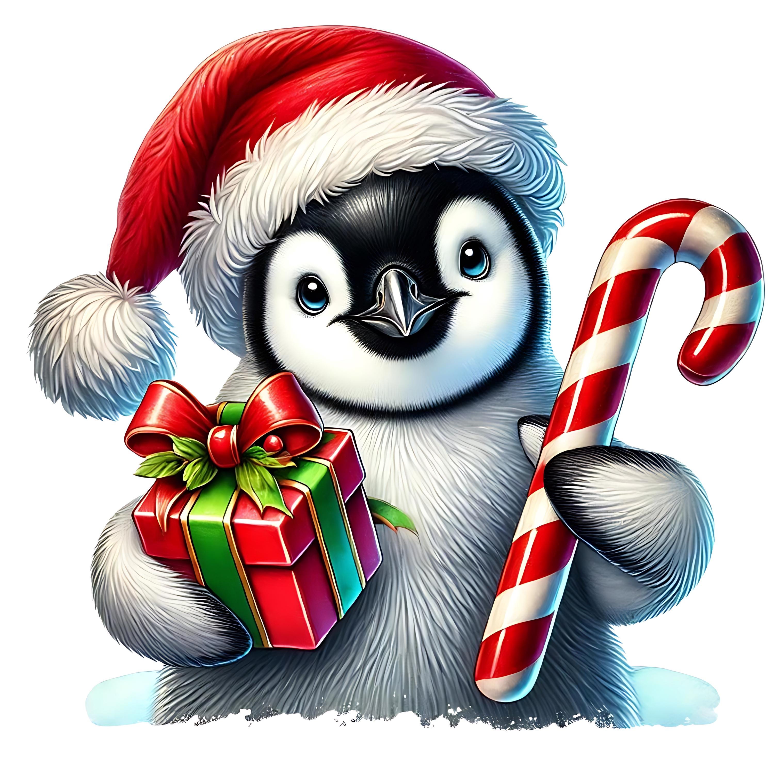 Christmas Penguin Clipart: Festive Holiday Art (10 JPG Digital Download ...