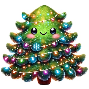 Cute Christmas Tree Clipart | 10 High-quality Jpgs | Adorable Christmas ...