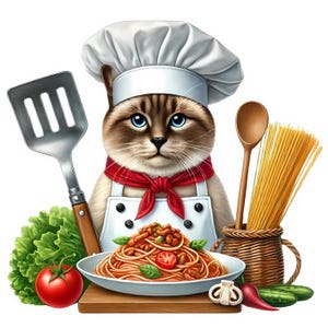 Cat Chef Clipart | 11 High-quality Jpgs | Funny Cat Chef Clipart Bundle ...