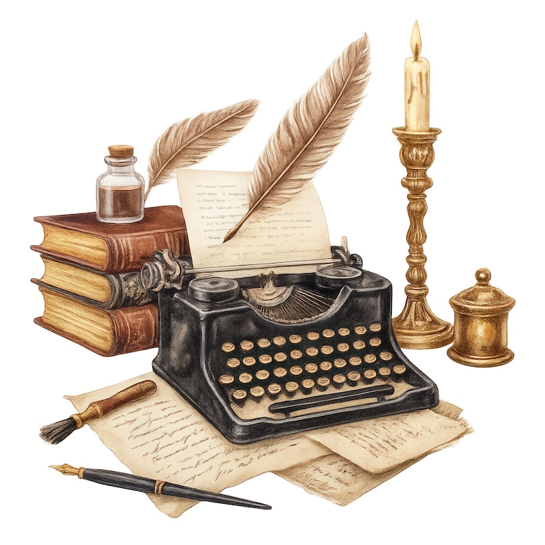10 Writer Clipart Set: Writing Tools, Book Lover Art (digital Download ...