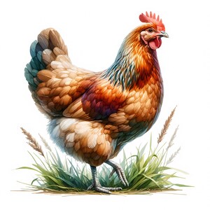 12 Hen Clipart Bundle: Farm Bird Jpgs for Commercial Use (digital ...