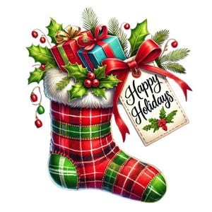 Christmas Sock Clipart Bundle: Holiday 12 PNG Graphics (digital ...
